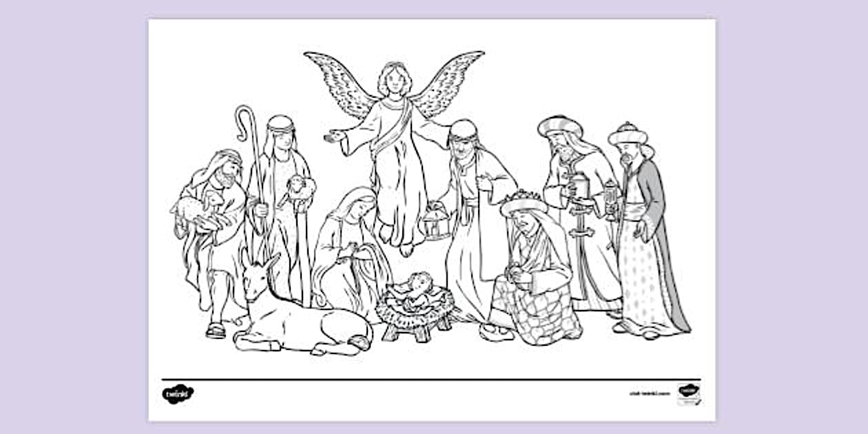 Nativity Scene Figures Only Colouring | Colouring Sheets