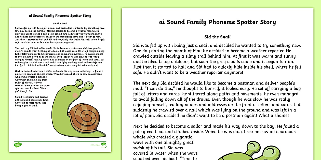 Sound Family Phoneme Spotter Story Worksheet - Letters and Sounds