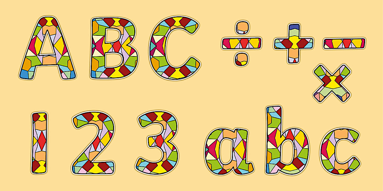 Editable Stained Glass Window Display Lettering Lowercase