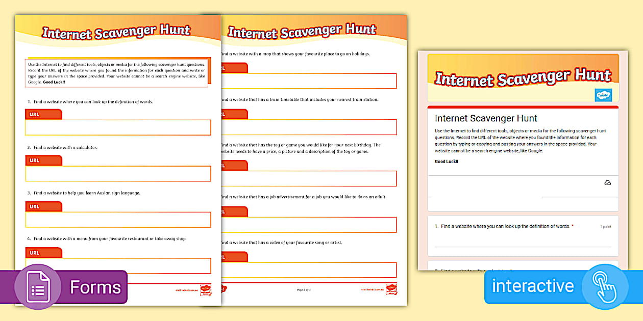 Internet Scavenger Hunt Ι Years 3-6 Digital Technologies