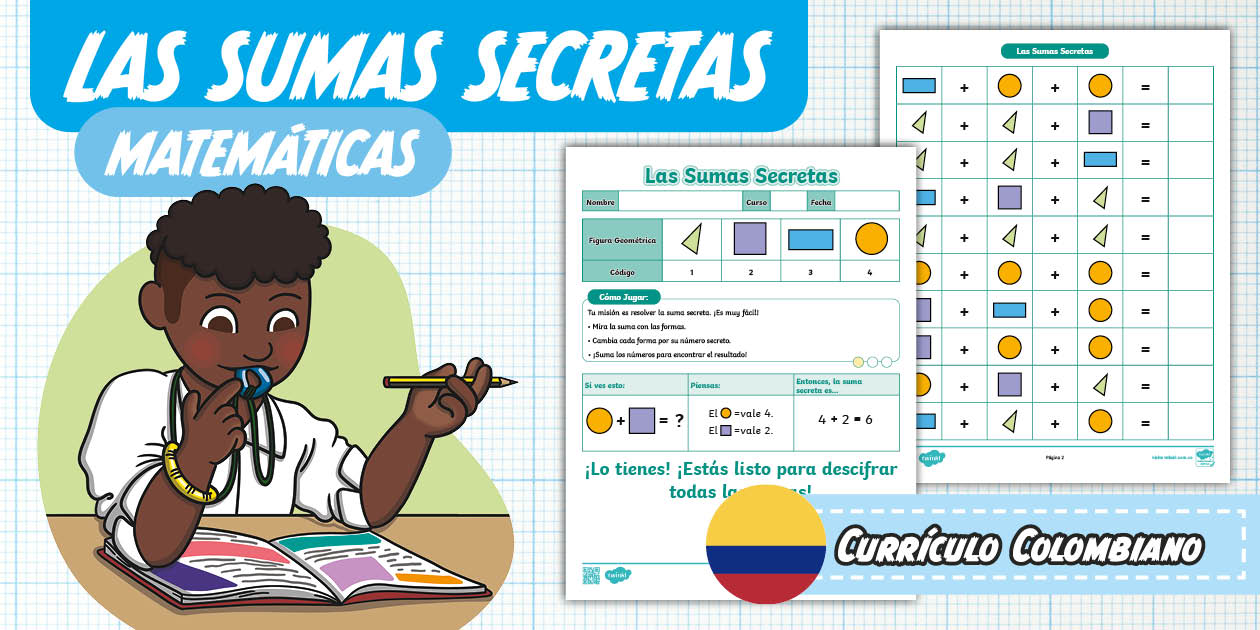 Actividad para decodificar sumas secretas - Twinkl Colombia