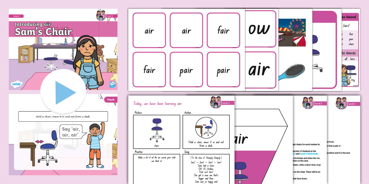 Phonics Level 3: Week 7: Lesson 1 Pack 'air' (teacher made)