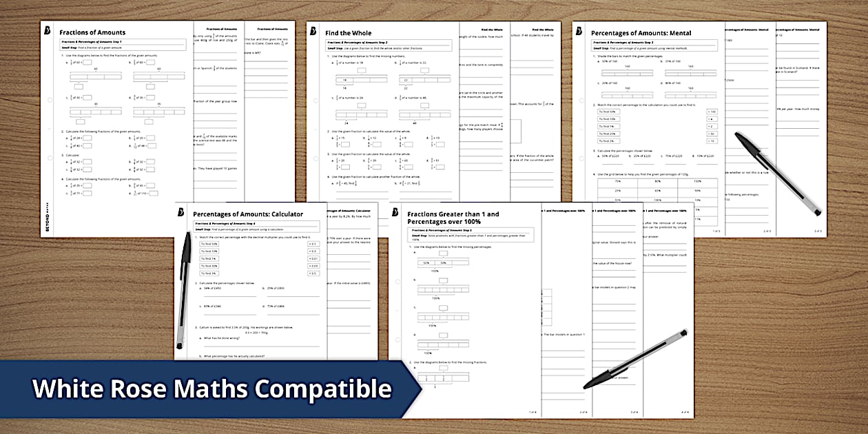 👉 Fractions and Percentages of Amounts - Teaching Bundle