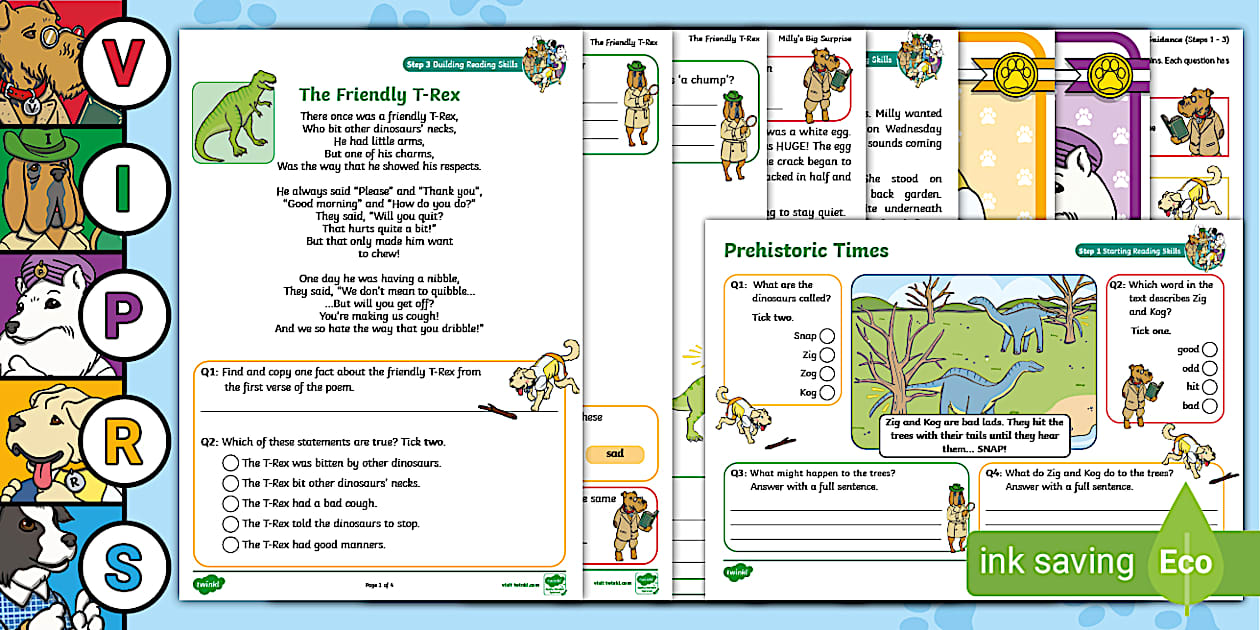 KS1 Prehistoric Times Focused Reading Skills Comprehension Pack