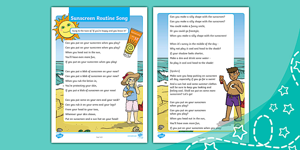 Sunscreen Song for Kids - How to Apply Sunscreen | Sun Safety Lyrics