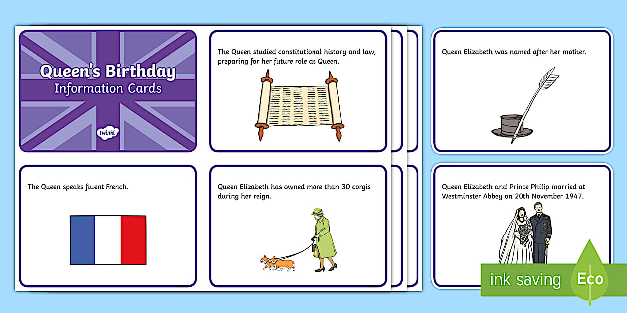 The Queen's Birthday Information Cards (teacher made)