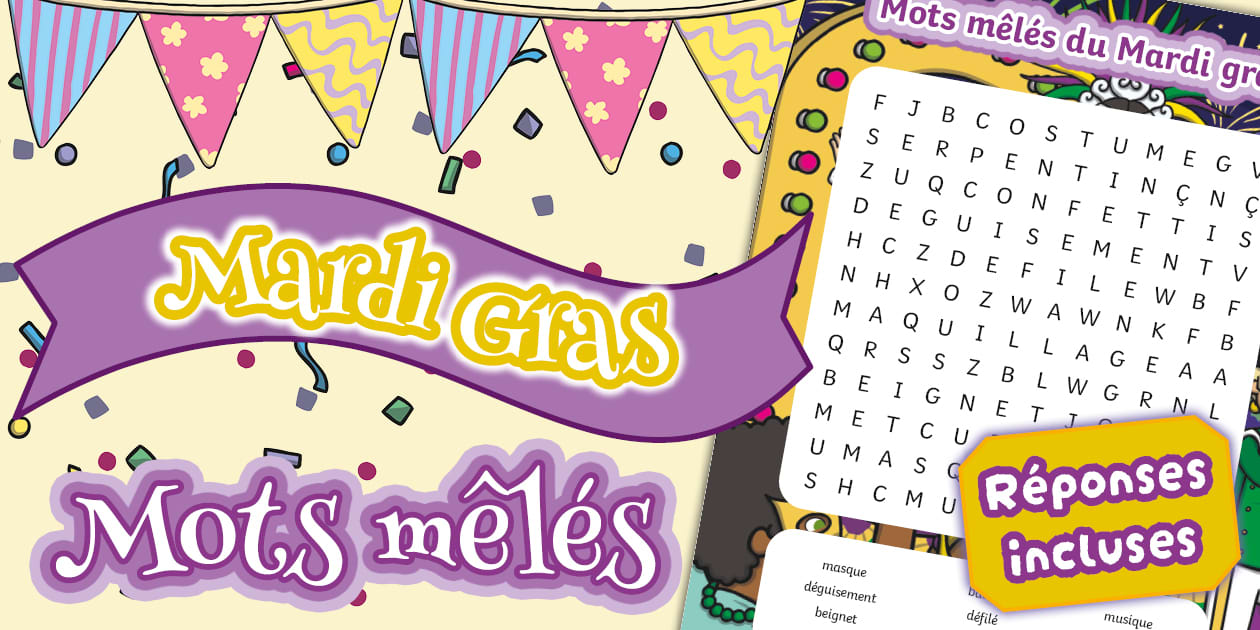 Mots mêlés sur le Mardi gras