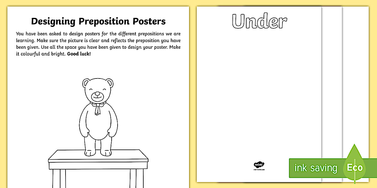 Designing Preposition Posters Worksheet / Worksheet - Twinkl