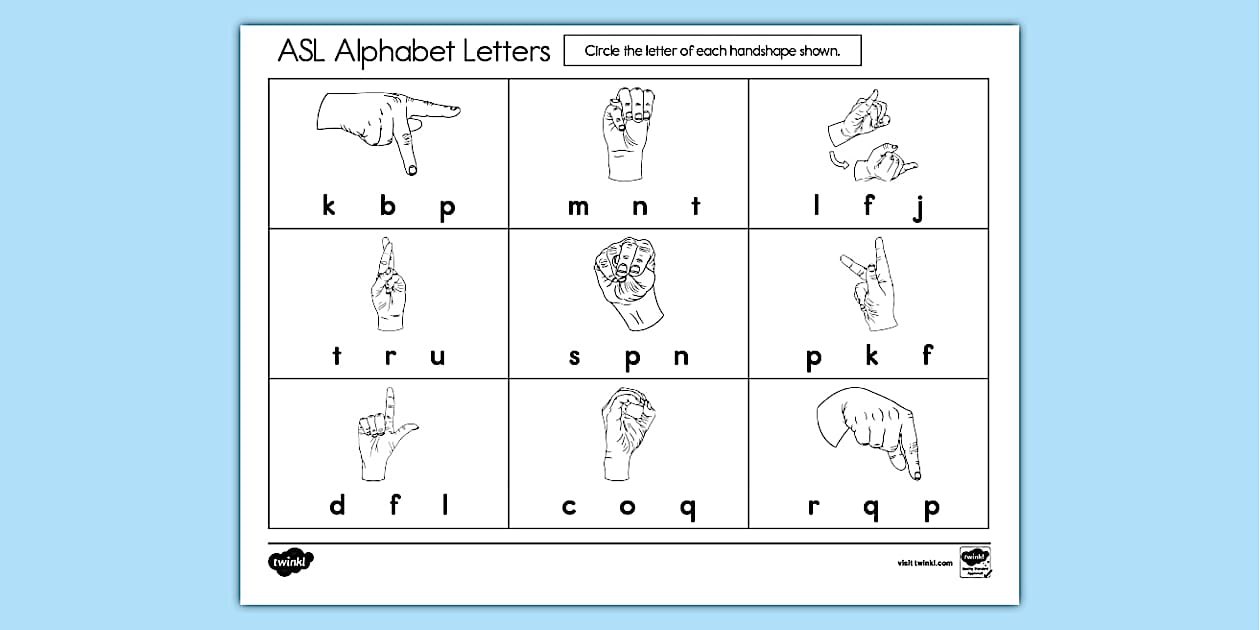 ASL Alphabet Letters J-R Worksheet (teacher made) - Twinkl