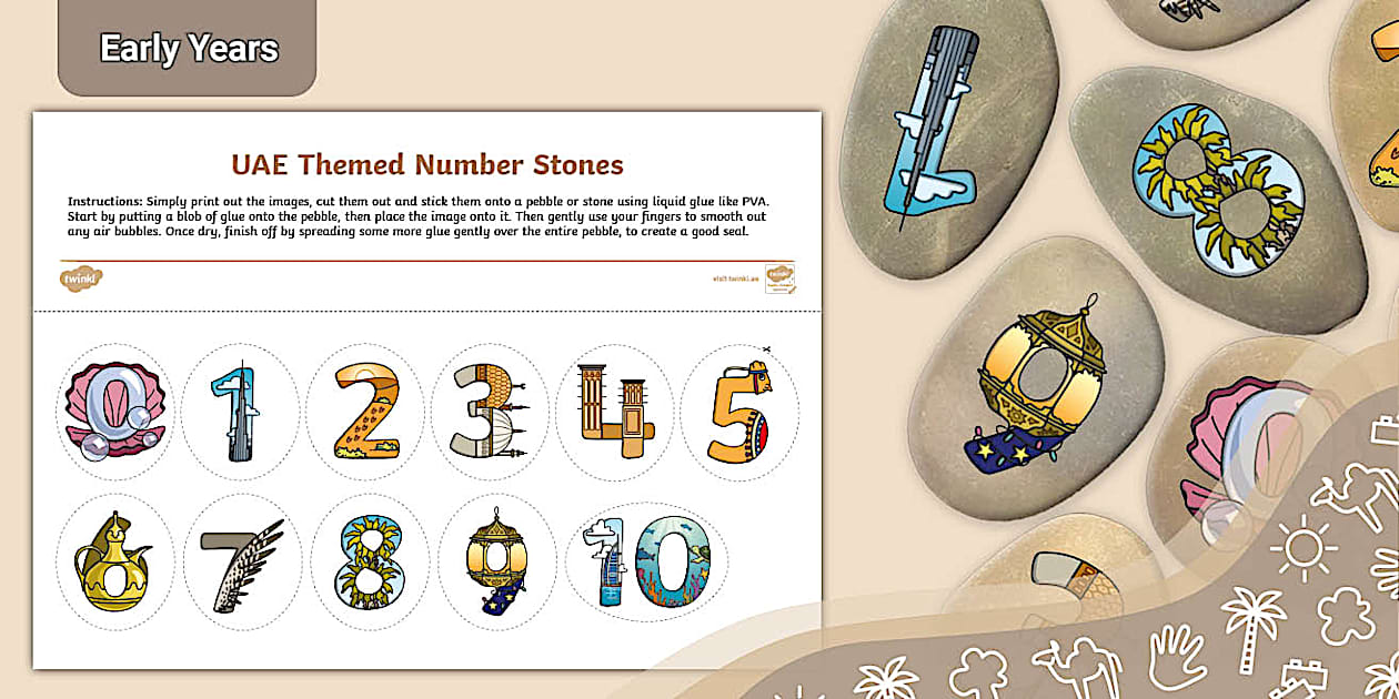 UAE Themed Number Stones Cut Outs (teacher made) - Twinkl