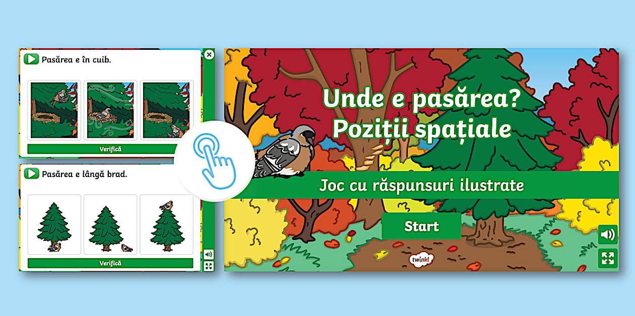 Poziții spațiale – Joc online cu răspunsuri ilustrate