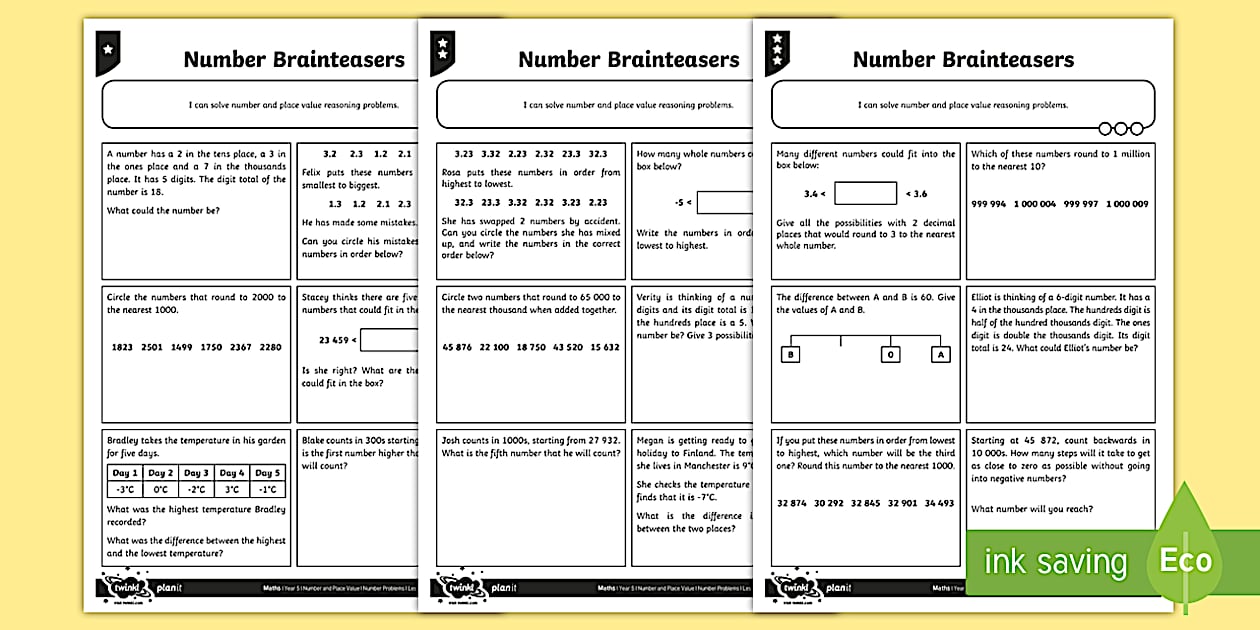 Number Brain Teasers and Riddles for Kids (teacher made)