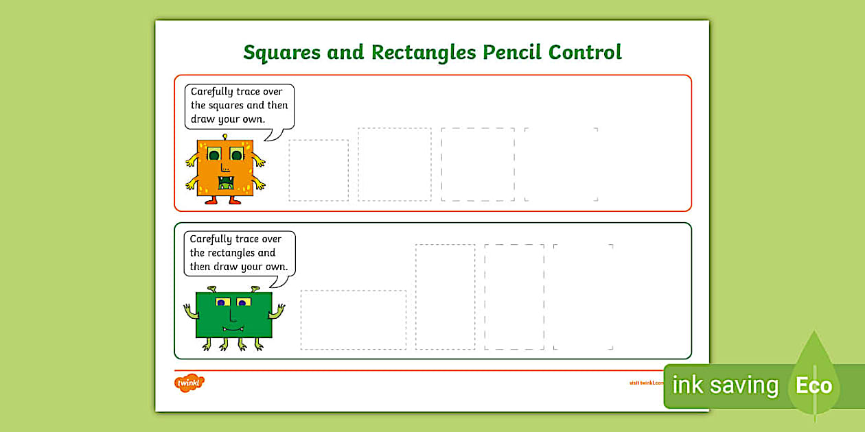 👉 Squares and Rectangles Pencil Control Activity | Twinkl