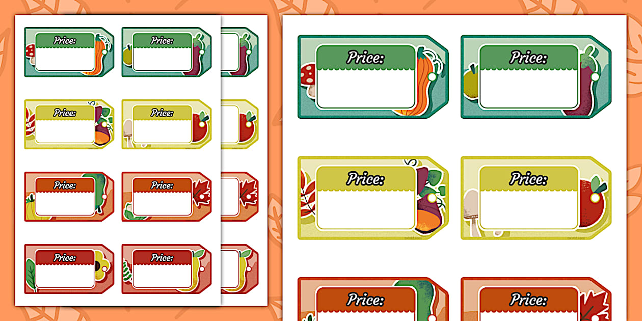 Autumn Market-Themed Price Tags (Teacher-Made) - Twinkl