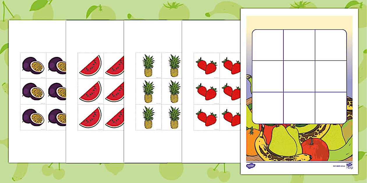 Three in a Row Fruit Activity (teacher made) - Twinkl