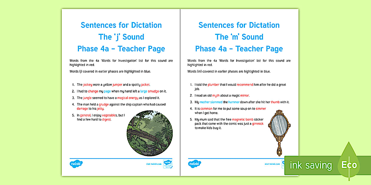 Northern Ireland Linguistic Phonics Stage 5 and 6, Phase 4a, 'j' and 'm'