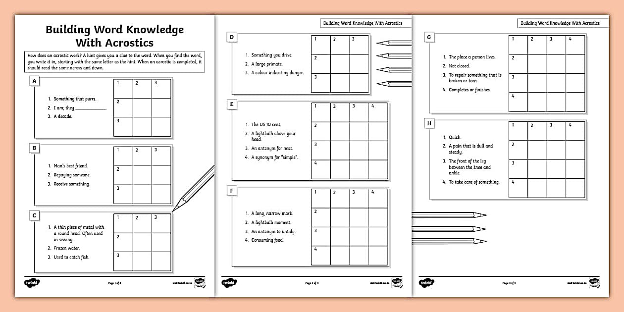 Building Word Knowledge With Acrostics (teacher made)