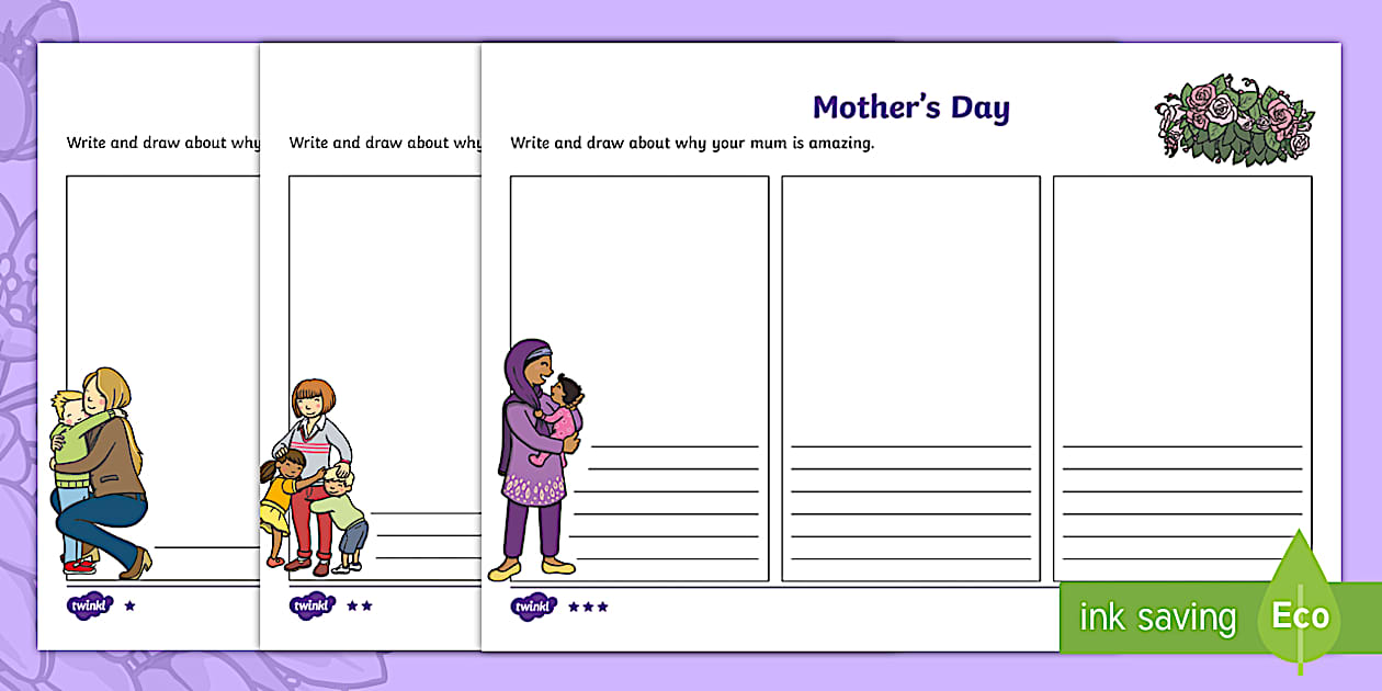 Mother's Day Description Differentiated Writing Template