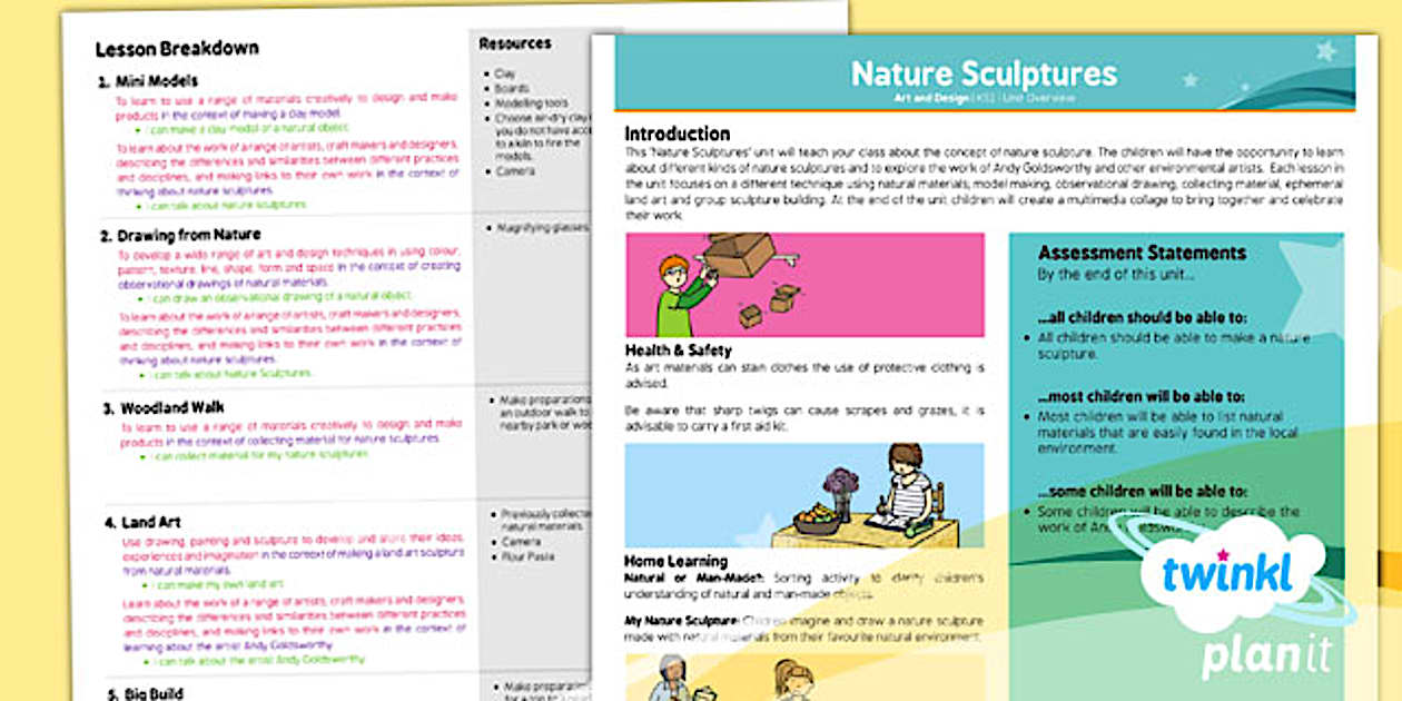 Art Lessons PDF | Planning Overview | Nature Sculptures