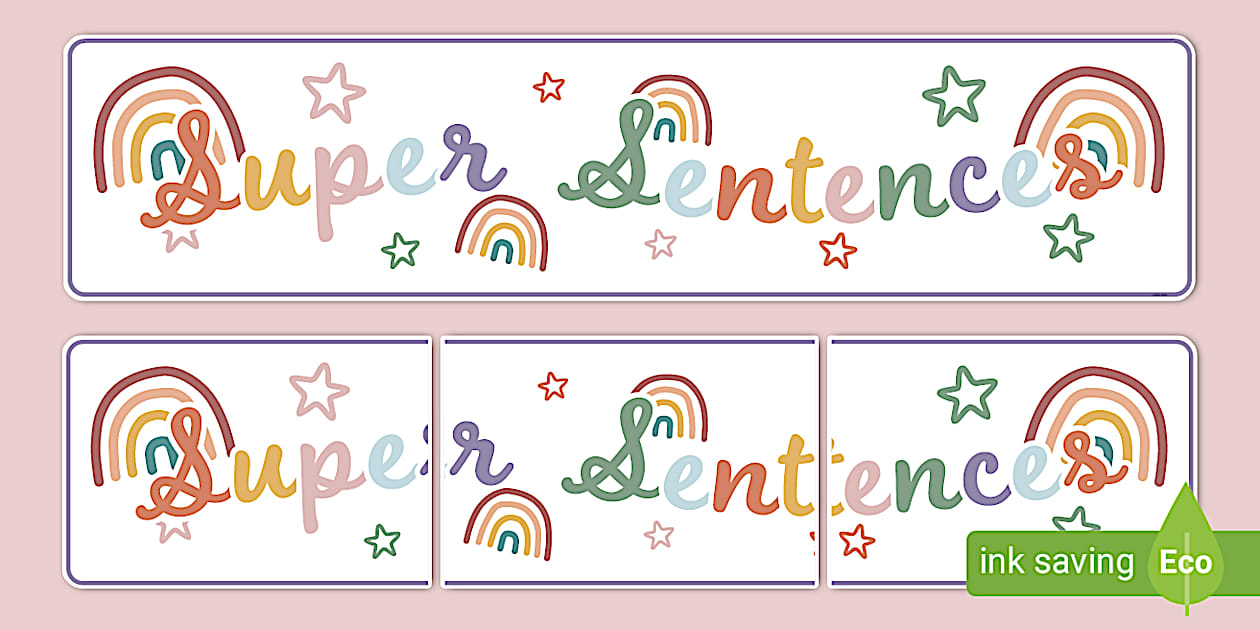 Muted Rainbow Super Sentences Display Banner (teacher made)