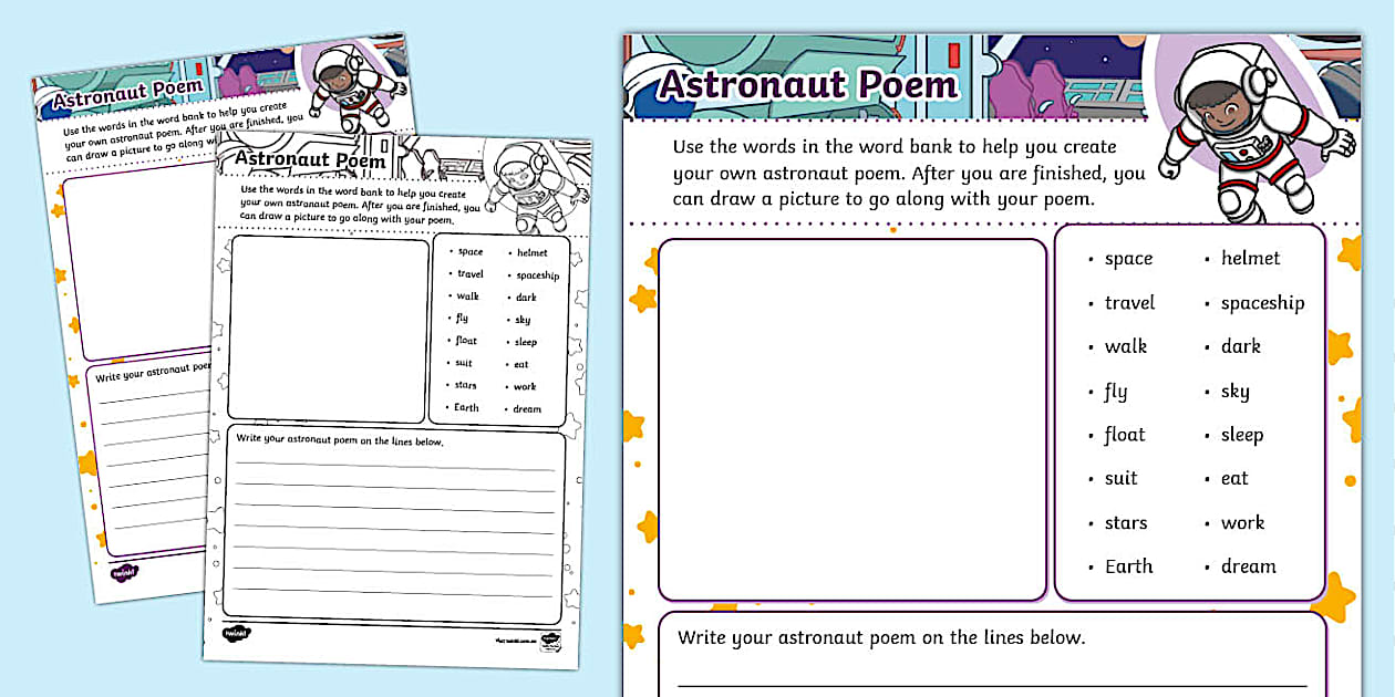 Astronaut Poem Writing Template (Teacher-Made) - Twinkl