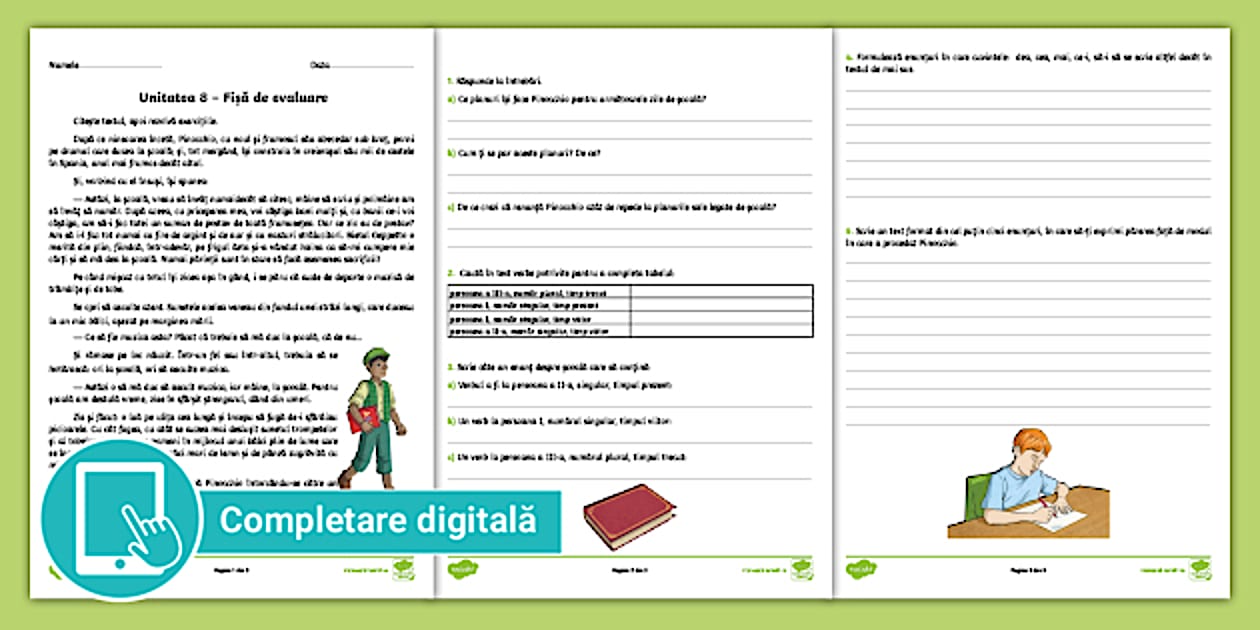 Clasa a IV-a: LLR, Unitatea 8 - Fisa de evaluare cu descriptori de ...