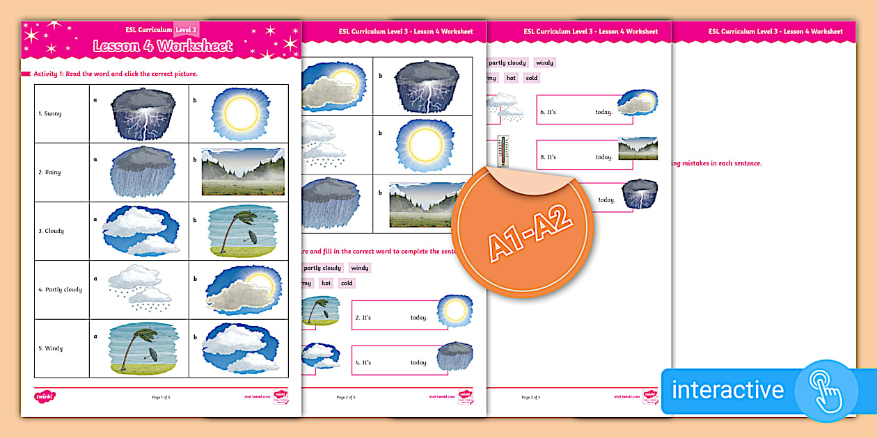 ESL Curriculum - Level 3: Lesson 4 Interactive Worksheet