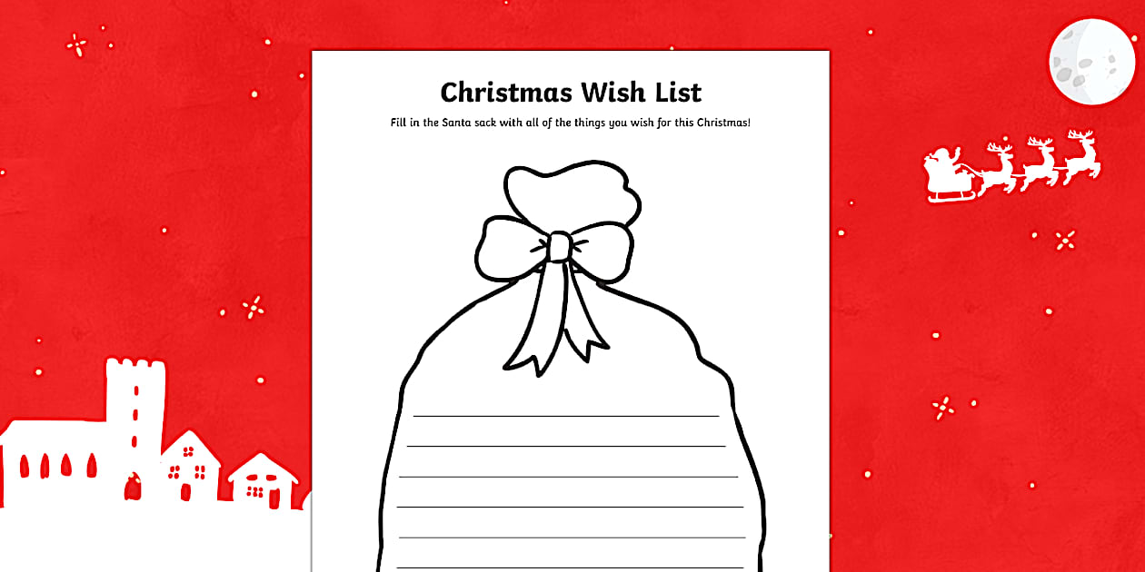 SA Christmas present wish list Worksheet - Twinkl
