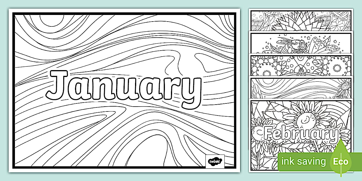Months of the Year Mindfulness Colouring Sheets - Twinkl