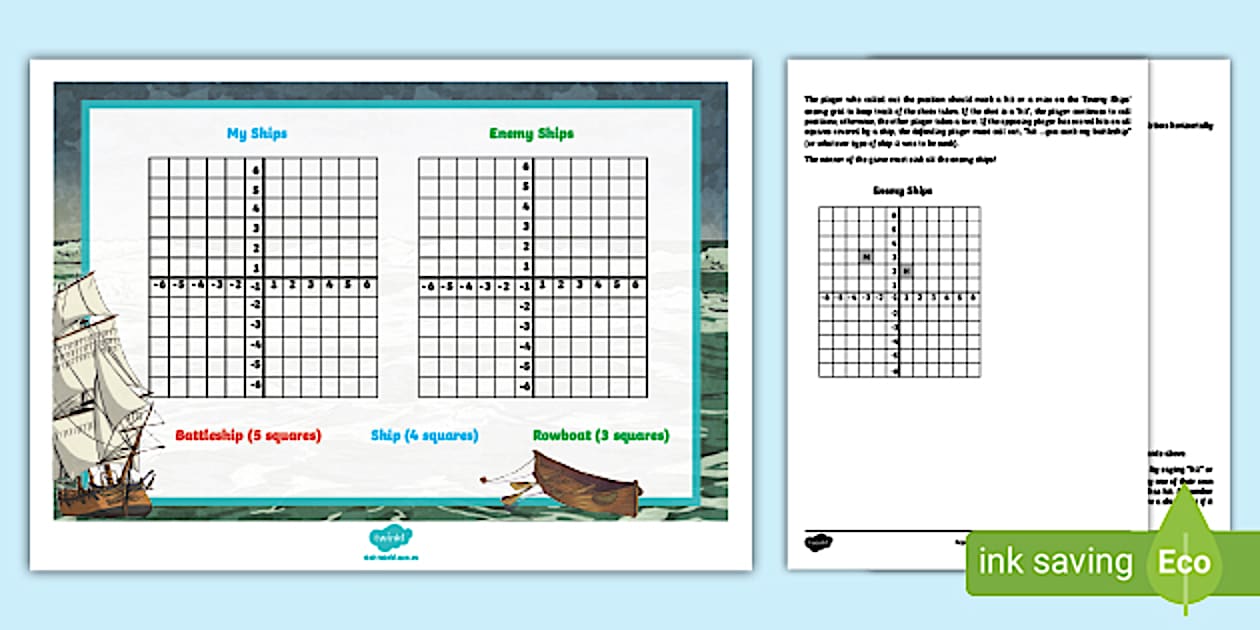 Printable Battleship Template - Maths Game PDF - Twinkl
