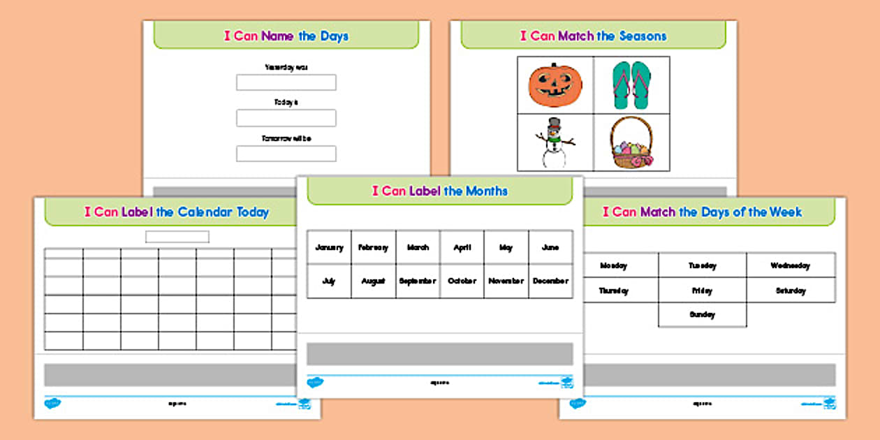 Calendar Adapted Work Activities for SPED (teacher made)