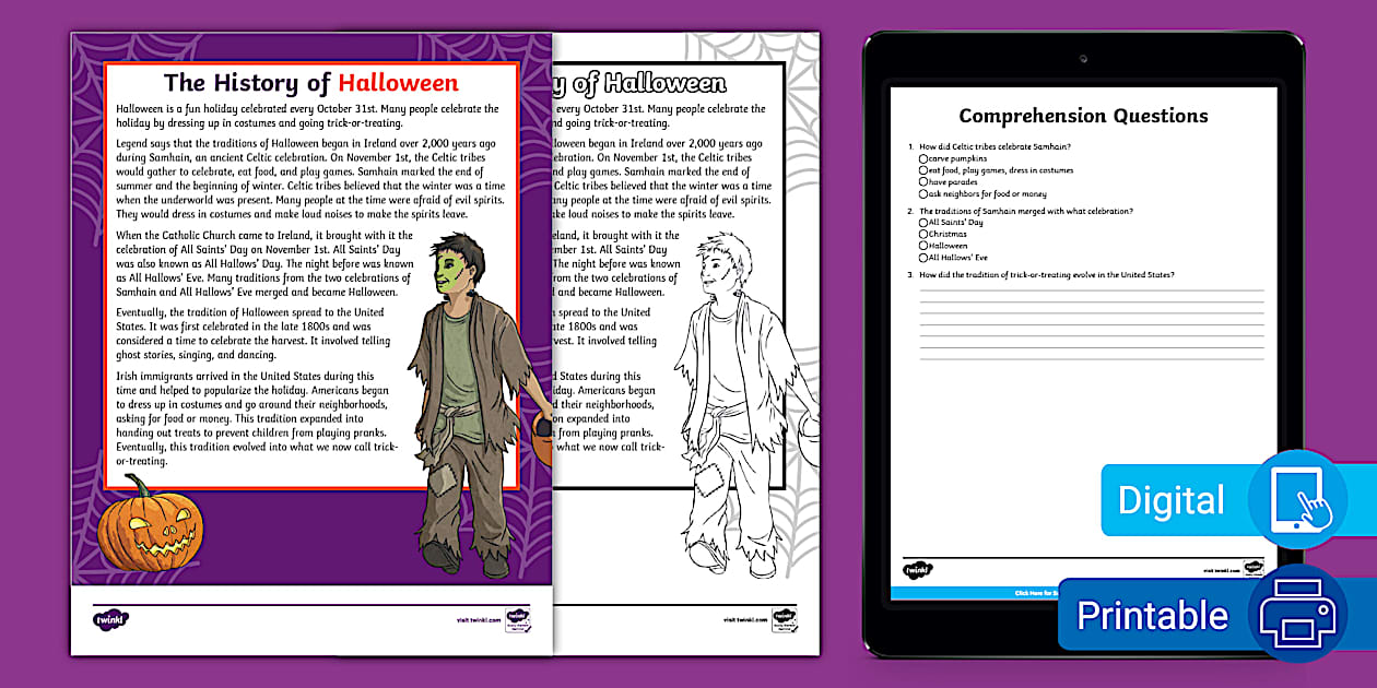 Sixth Grade The History of Halloween Reading Comprehension