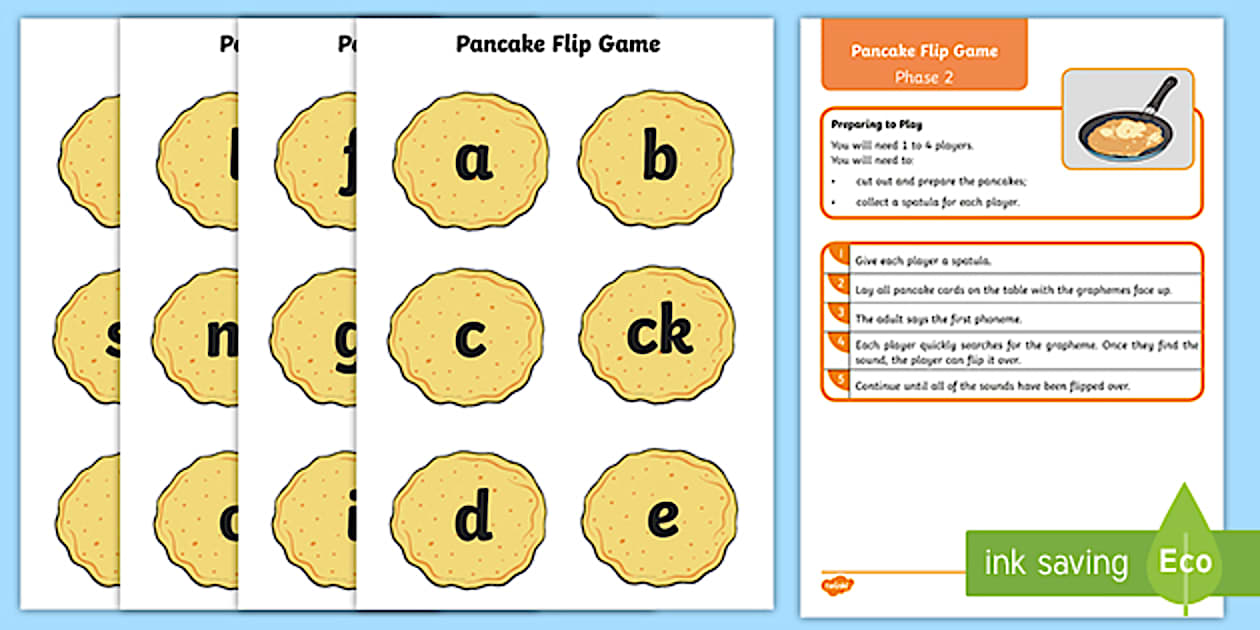 Phase 2 Phonics Pancake Flip Game (professor feito) - Twinkl