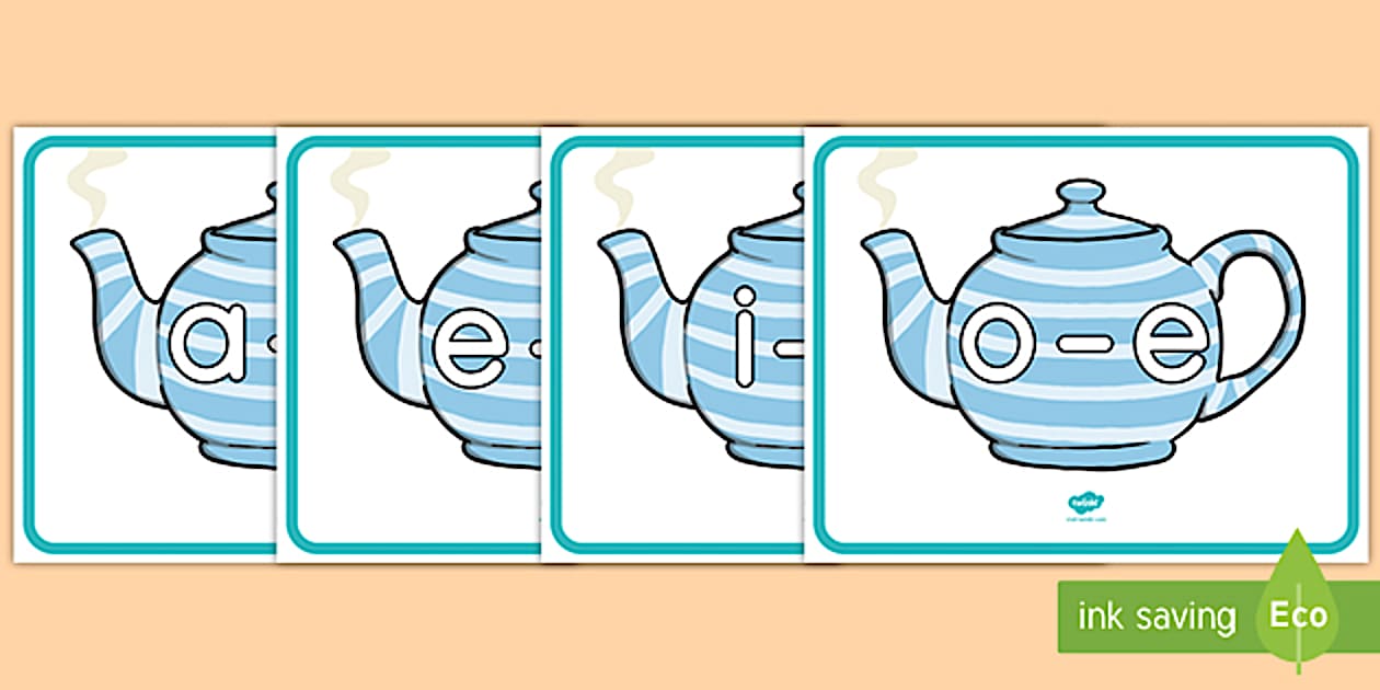Magic e Vowel Pairs on Teapots Posters