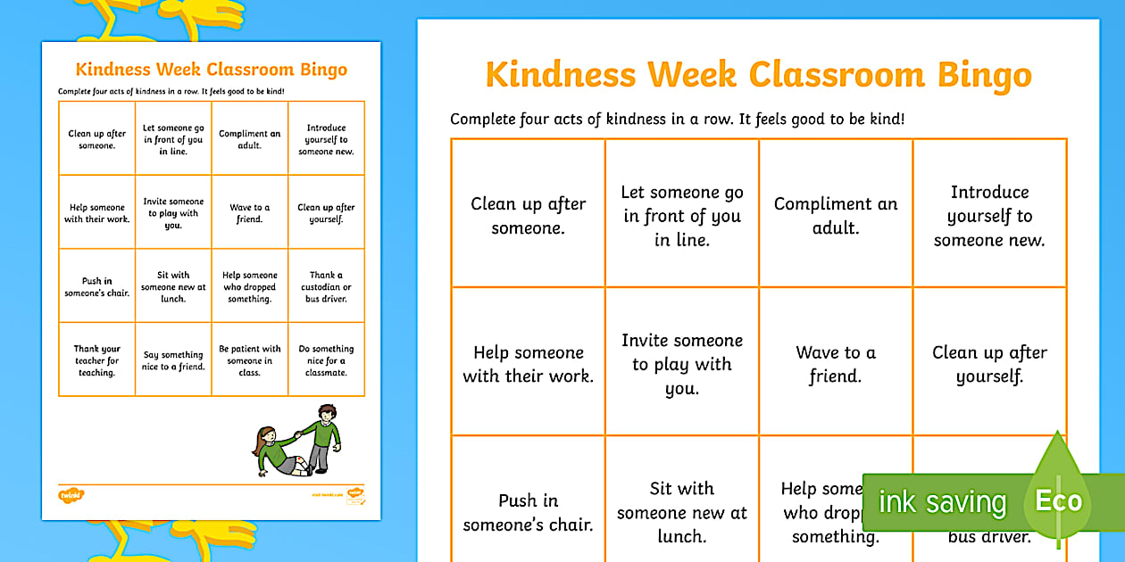 Editable Kindness Week Classroom Bingo Activity - Twinkl