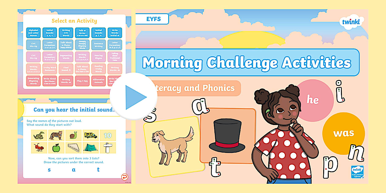 EYFS Literacy and Phonics Morning Challenges PowerPoint