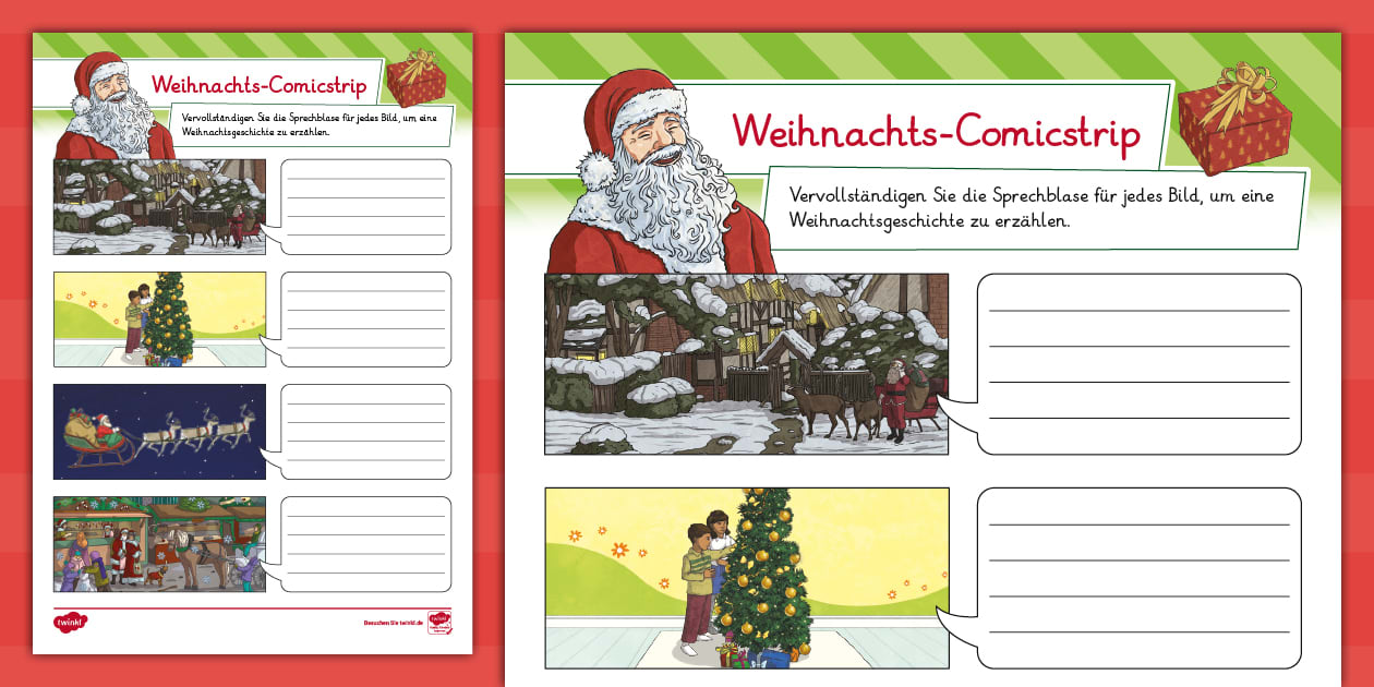 Beenden Sie den Weihnachts-Comicstrip - Arbeitsblatt