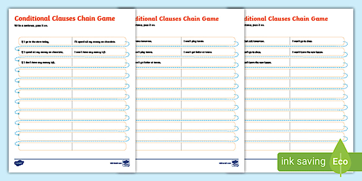 Conditional Clauses Chain Game - Twinkl