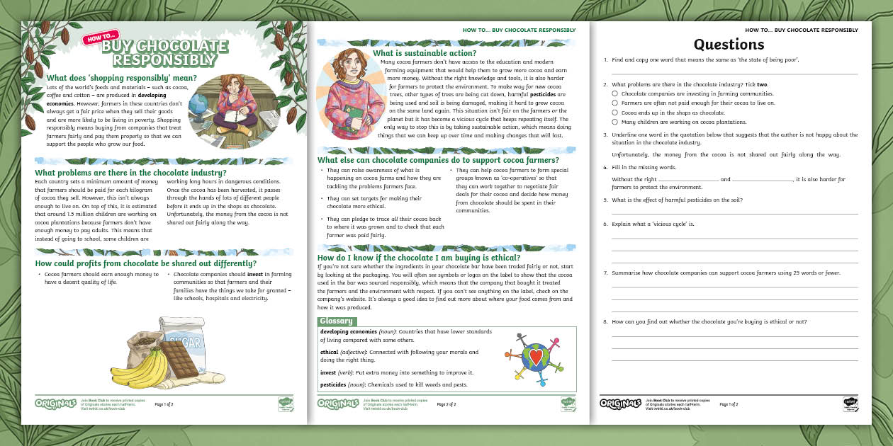 Buying Chocolate Responsibly Year 6 Reading Comprehension