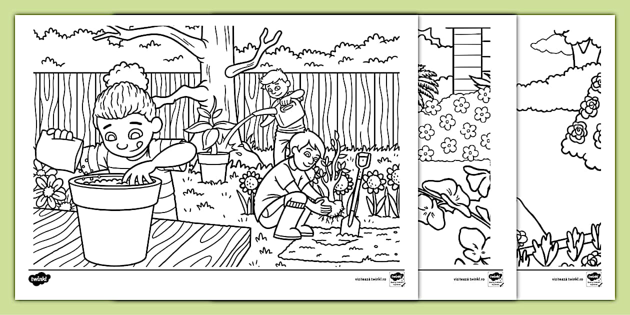 Primăvara în grădină – Desene de colorat - Twinkl