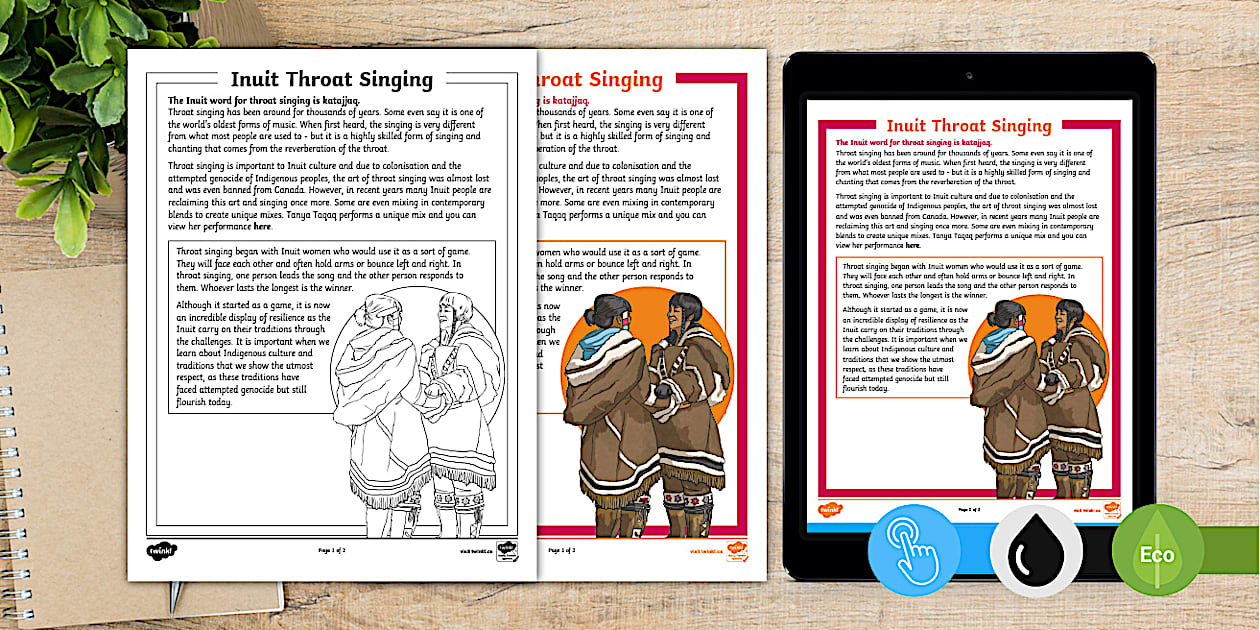 FREE! - Inuit Throat Singing Reading Comprehension - Twinkl