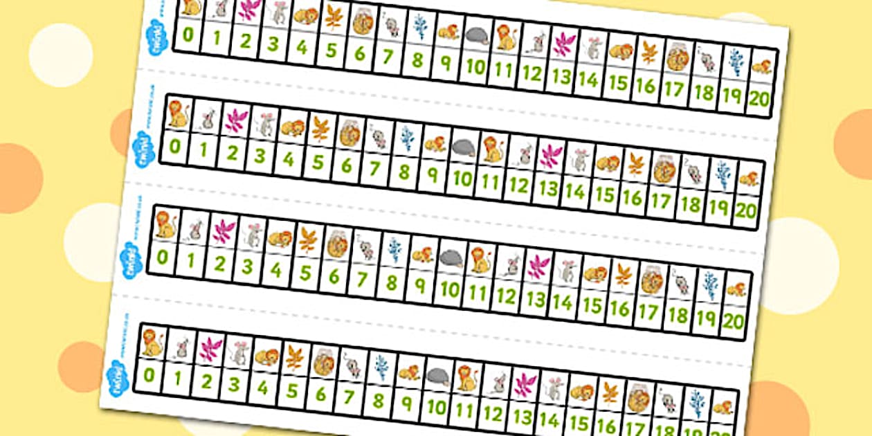 The Lion And The Mouse Number Track 0-20 (teacher made)