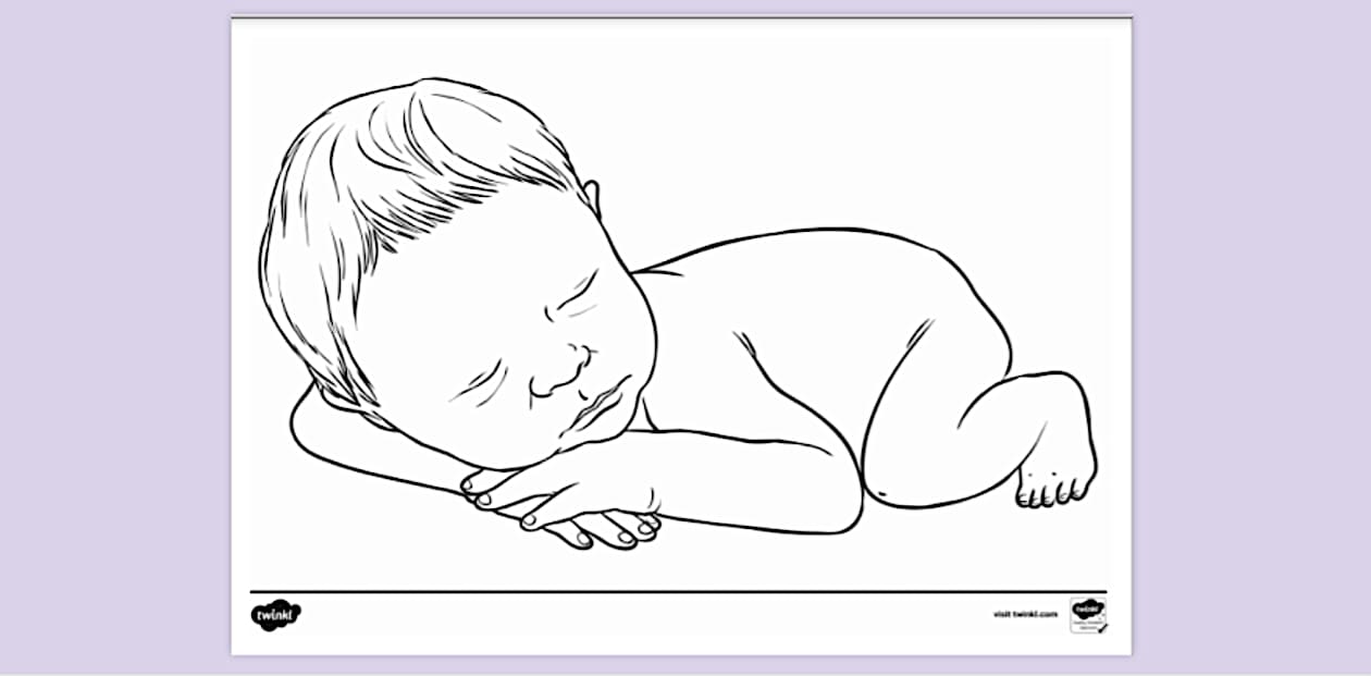 Newborn Baby Colouring Page