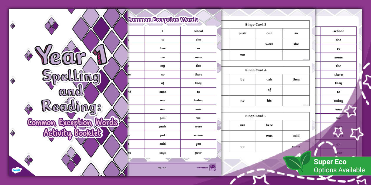 Year 1 Spelling and Reading: Common Exception Words Activity