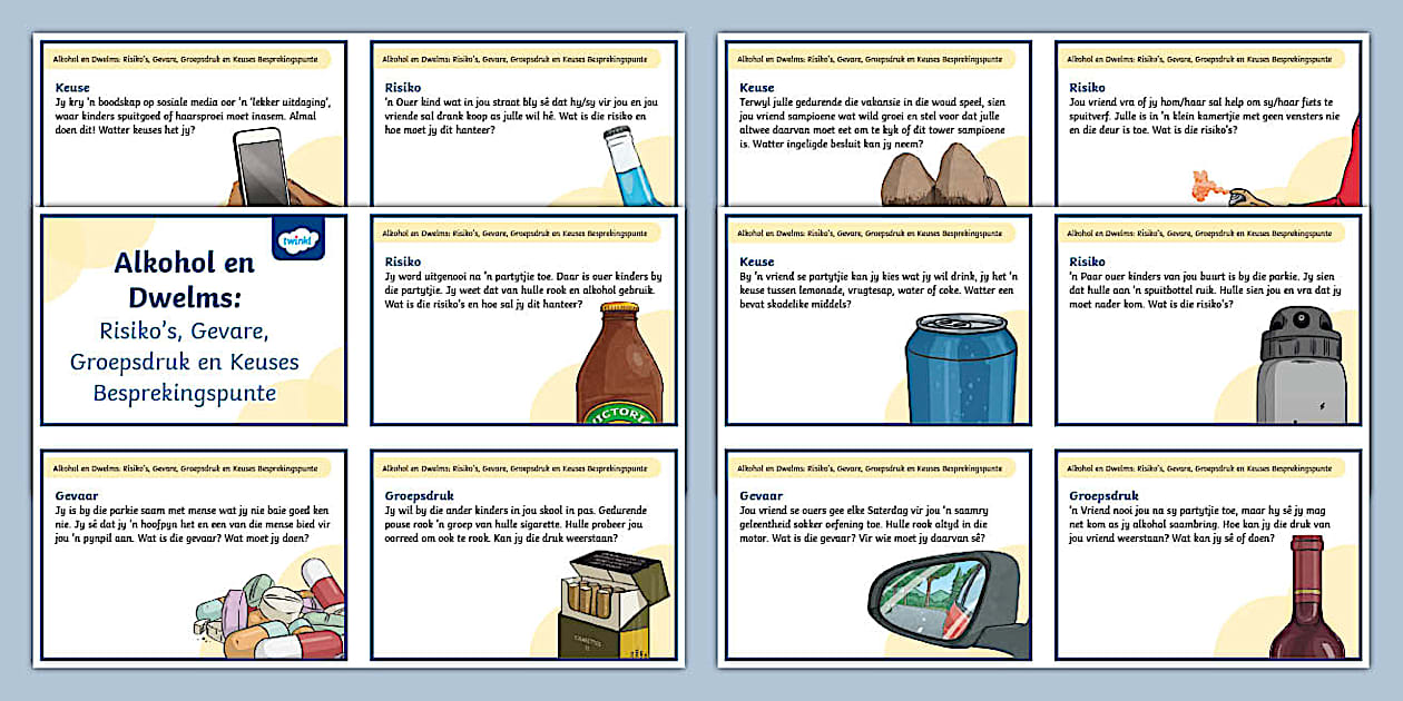 Alkohol en Dwelms Besprekingspunte (teacher made) - Twinkl