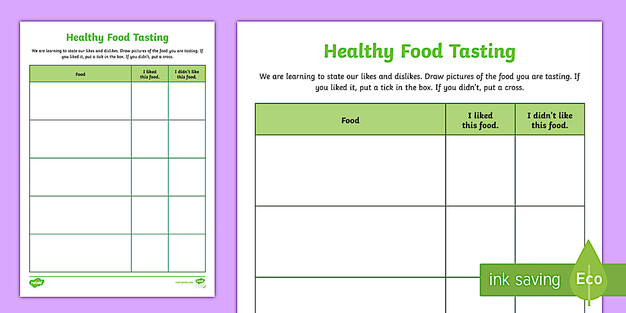 CfE Early Level Food Tasting Worksheet / Worksheet - Twinkl