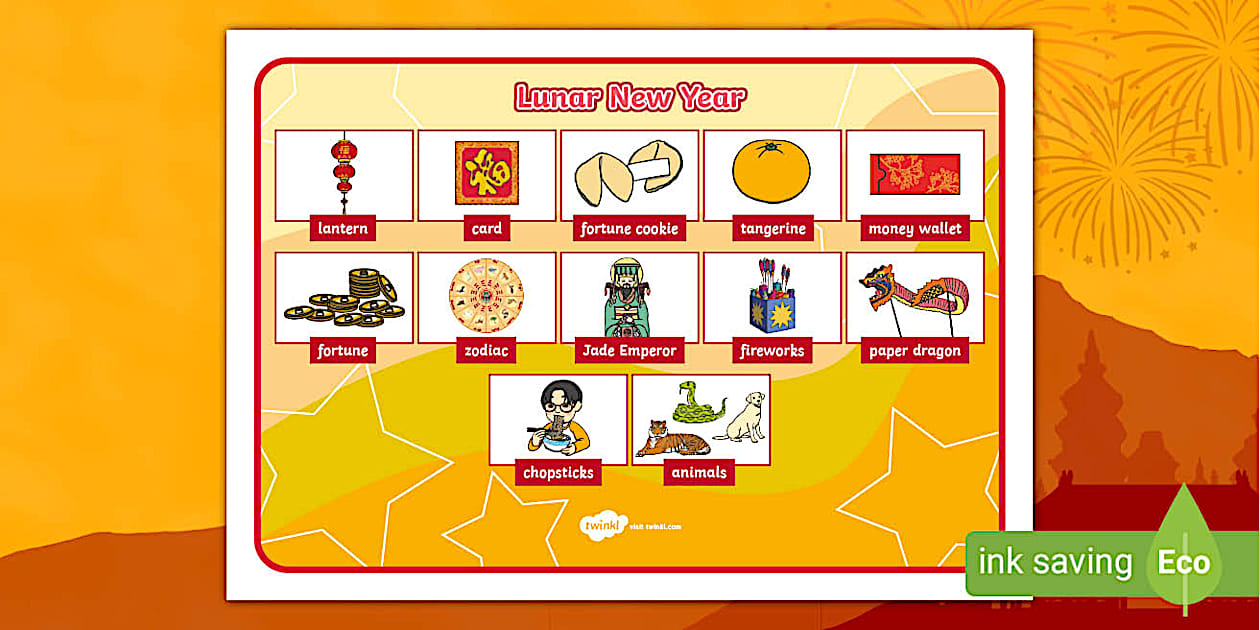 Lunar New Year Word Mat | EAL (teacher made) - Twinkl