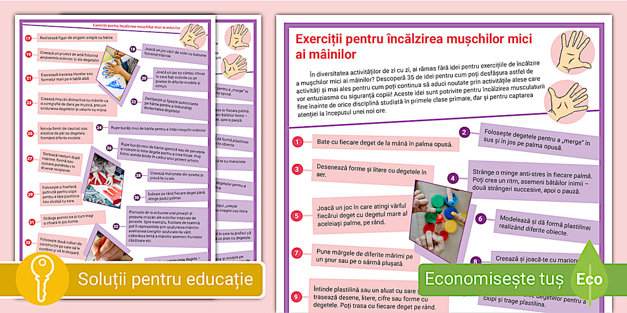 Exerciții pentru încălzirea mușchilor mici ai mâinilor