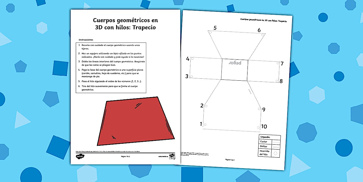 Cuerpos geométricos en 3D con hilos: Trapecio - Twinkl