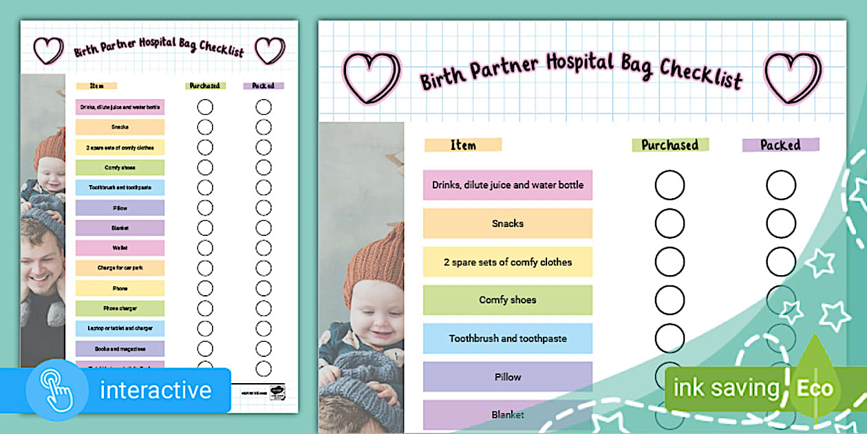 Birth Partner Hospital Bag Checklist (teacher made) - Twinkl